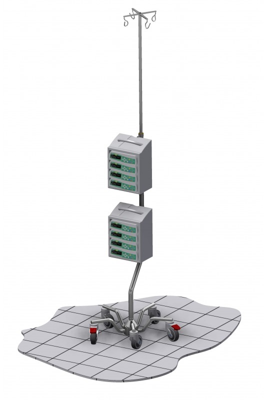 IV Pole “XLL”, One Hand telescopic solution, 4 hooks. JB 332