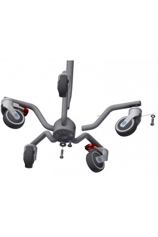 Wheelbase, curved legs, IV-stands, in stainless steel (AISI)