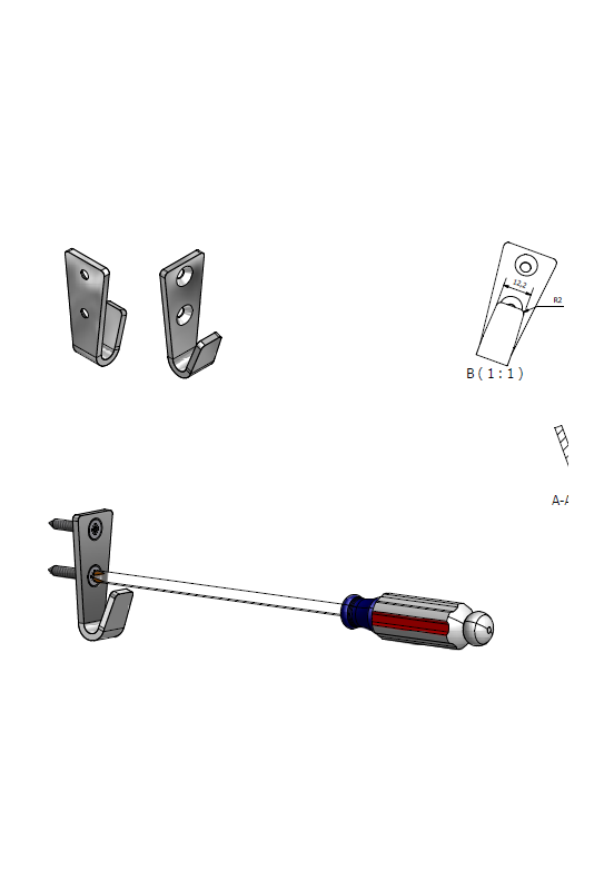 Wall bracket bed Gallows in stainless steel to Ø38 mm. tubes