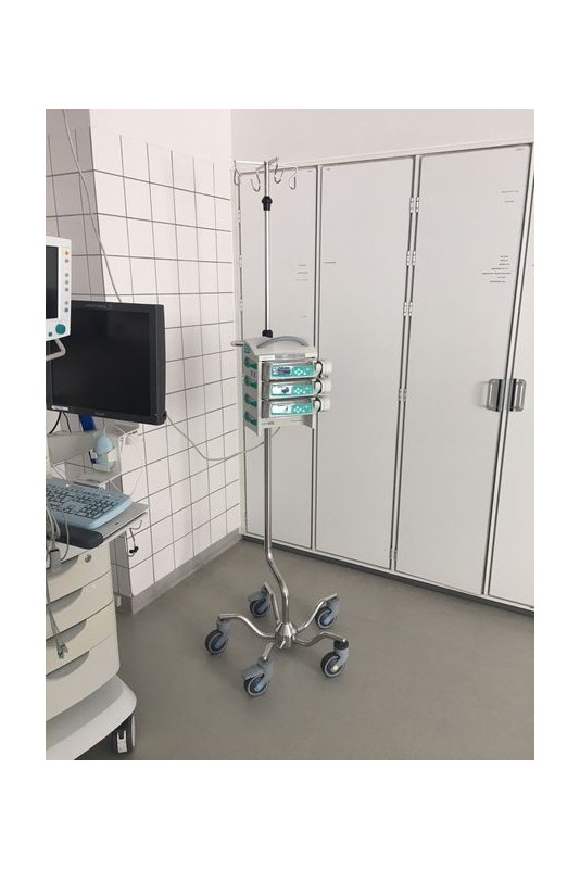 IV Pole “XLL”, One Hand telescopic solution, 4 hooks. JB 332